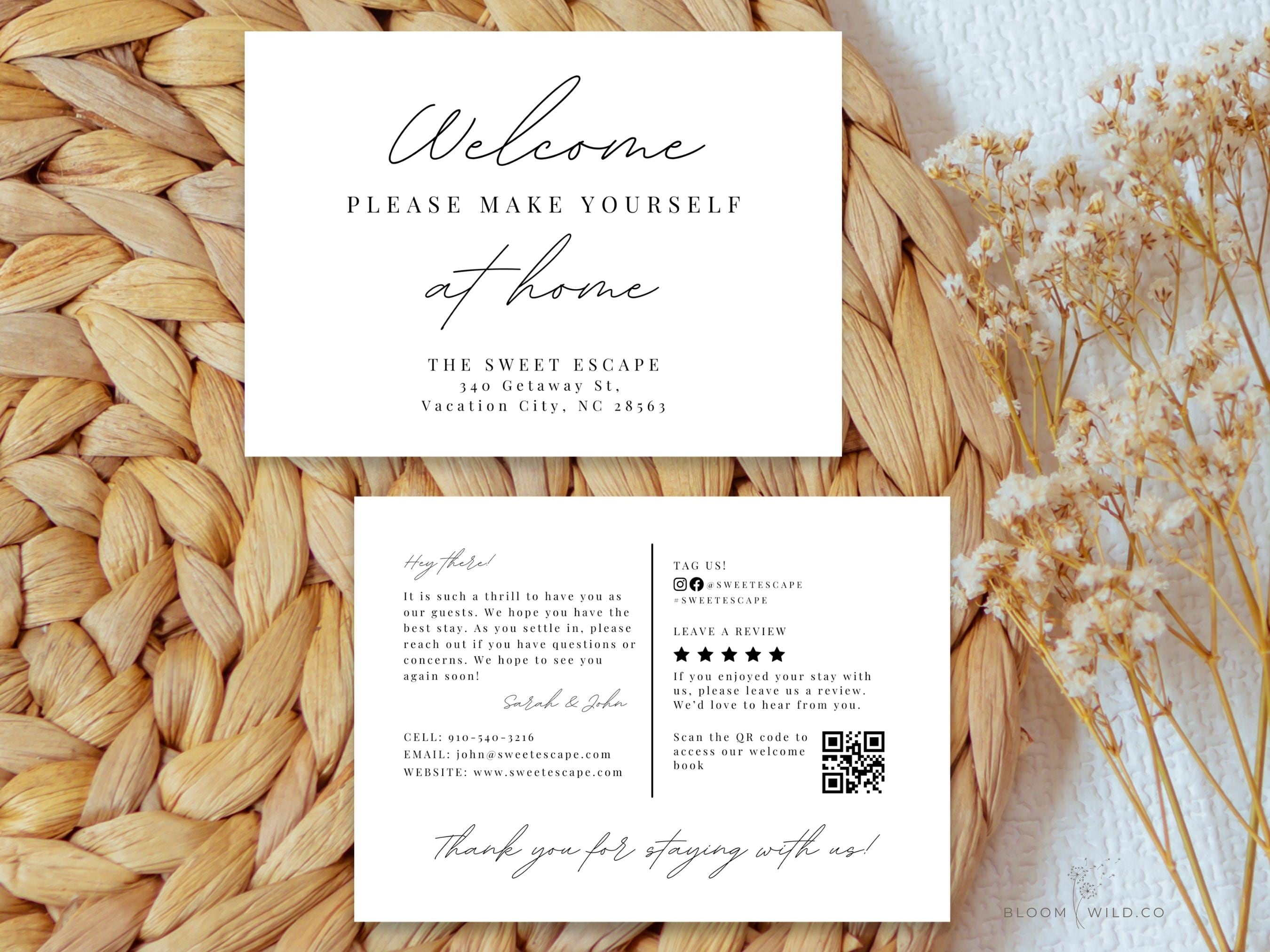 Airbnb Welcome Guest Cards, Airbnb Welcome Basket Thank You Card With ...