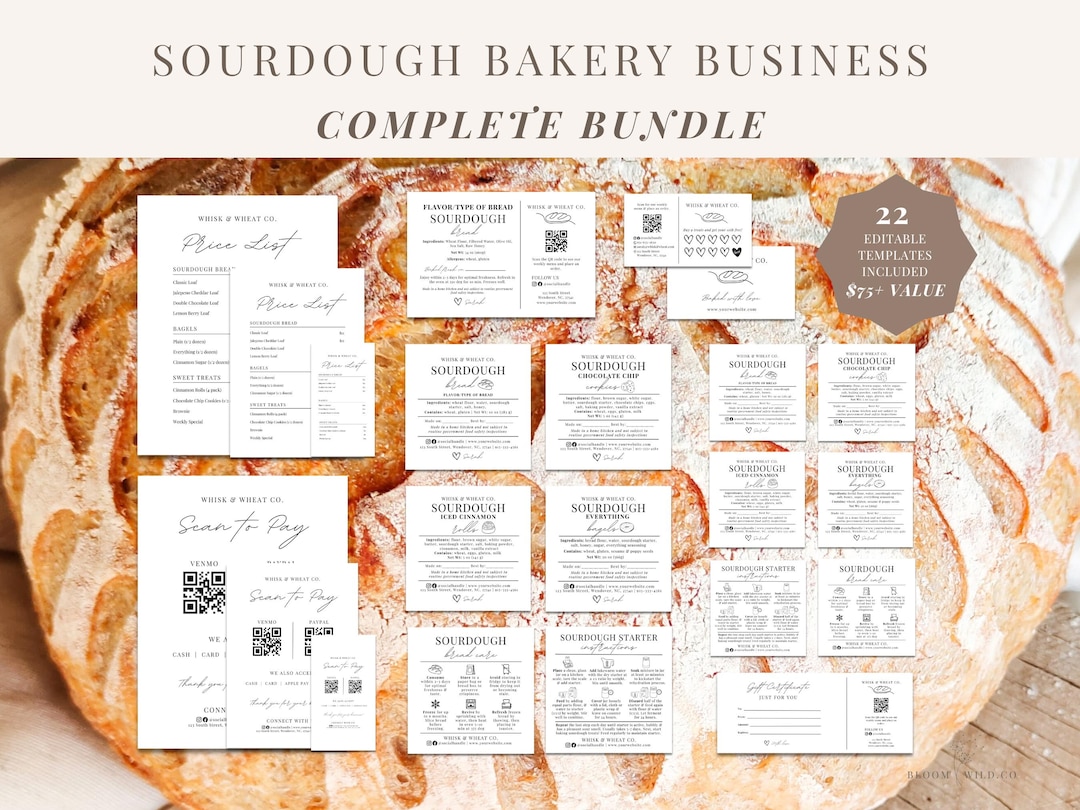 Bakery Business Bundle Canva, Home Bakery Business Bundle, Sourdough ...