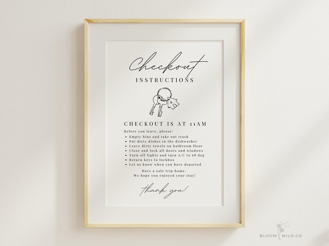 Airbnb Check Out List, Airbnb Check Out Instructions Sign Canva ...