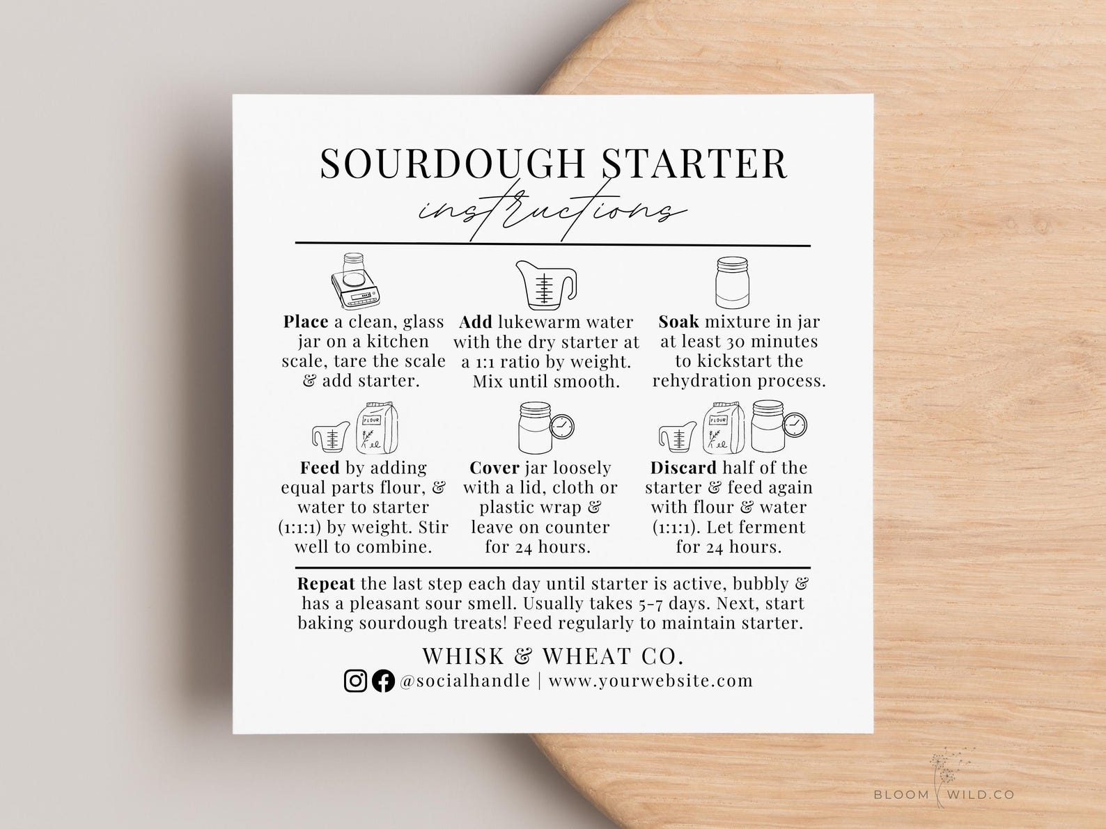 Sourdough Starter Care Instructions, Sourdough Starter Care Card ...