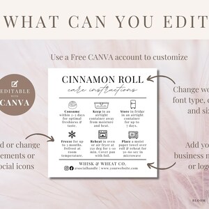 Cinnamon Roll Care Canva Template, Pastry Care Instructions Label, Home ...