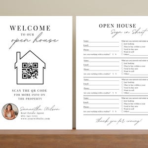 Open House Sign in Sheet With Qr Code, Welcome to Our Open House Sign ...
