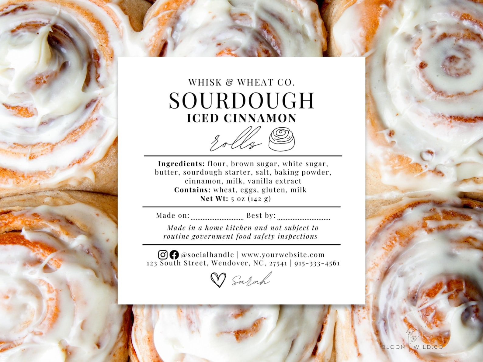 Sourdough Cinnamon Roll Labels, Cottage Law Label Sourdough Cinnamon ...
