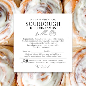 Sourdough Cinnamon Roll Labels, Cottage Law Label Sourdough Cinnamon ...
