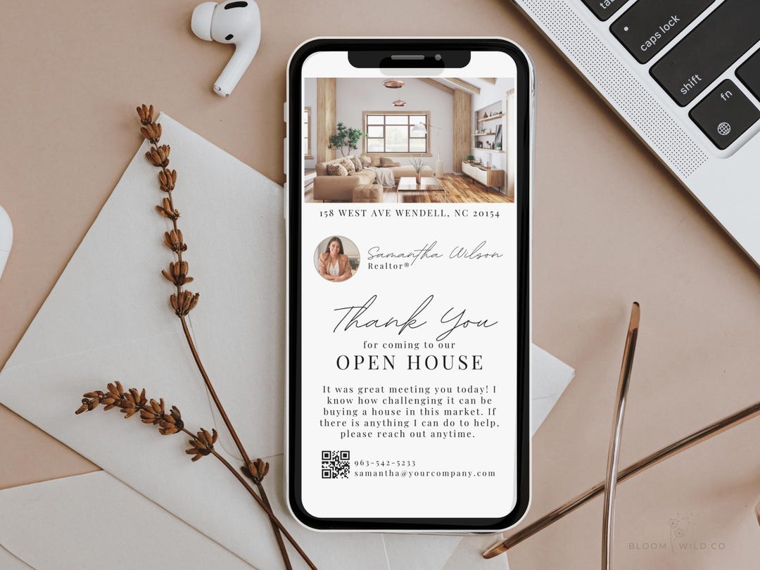 Open House Thank You Text, Thanks for Coming to Open House Digital Card ...