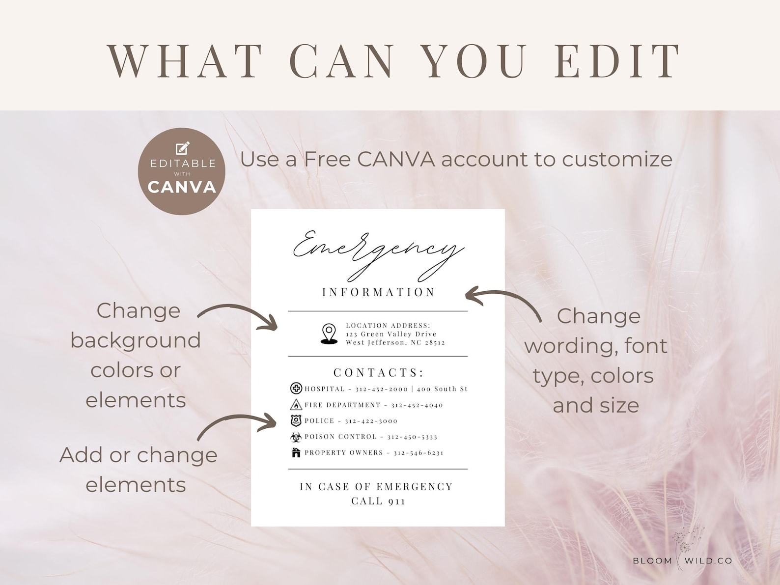 Emergency Contact Sign, Emergency Phone Numbers, Airbnb Emergency ...