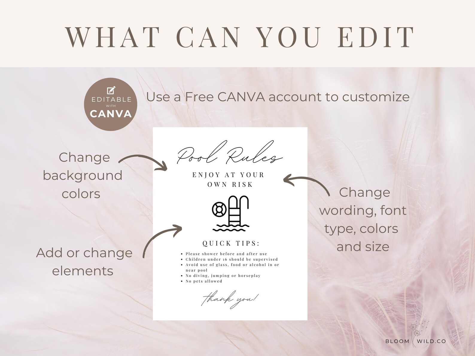 Airbnb Pool Rules Sign, Editable Airbnb Pool Rules Template Canva, Air ...