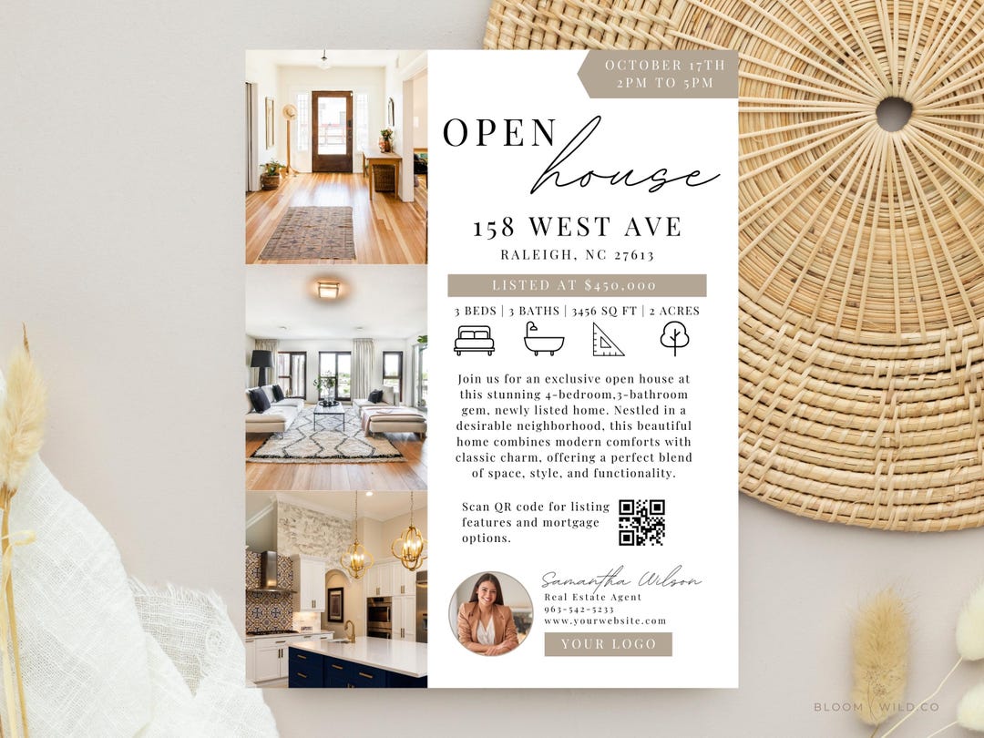 Brokers Open House Flyer, Open House Flyer With Qr Code, Neighborhood ...