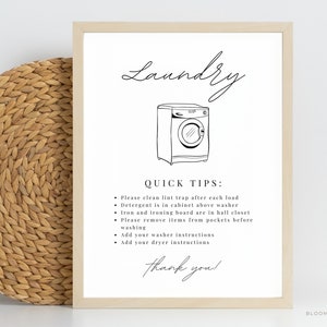 Laundry Sign Airbnb, Laundry Sign Instructions, Laundry Room Signs ...