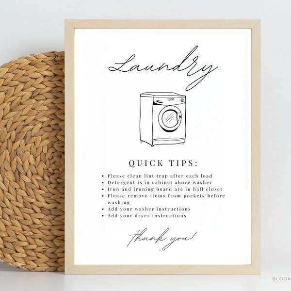 Airbnb Laundry Signs - Etsy