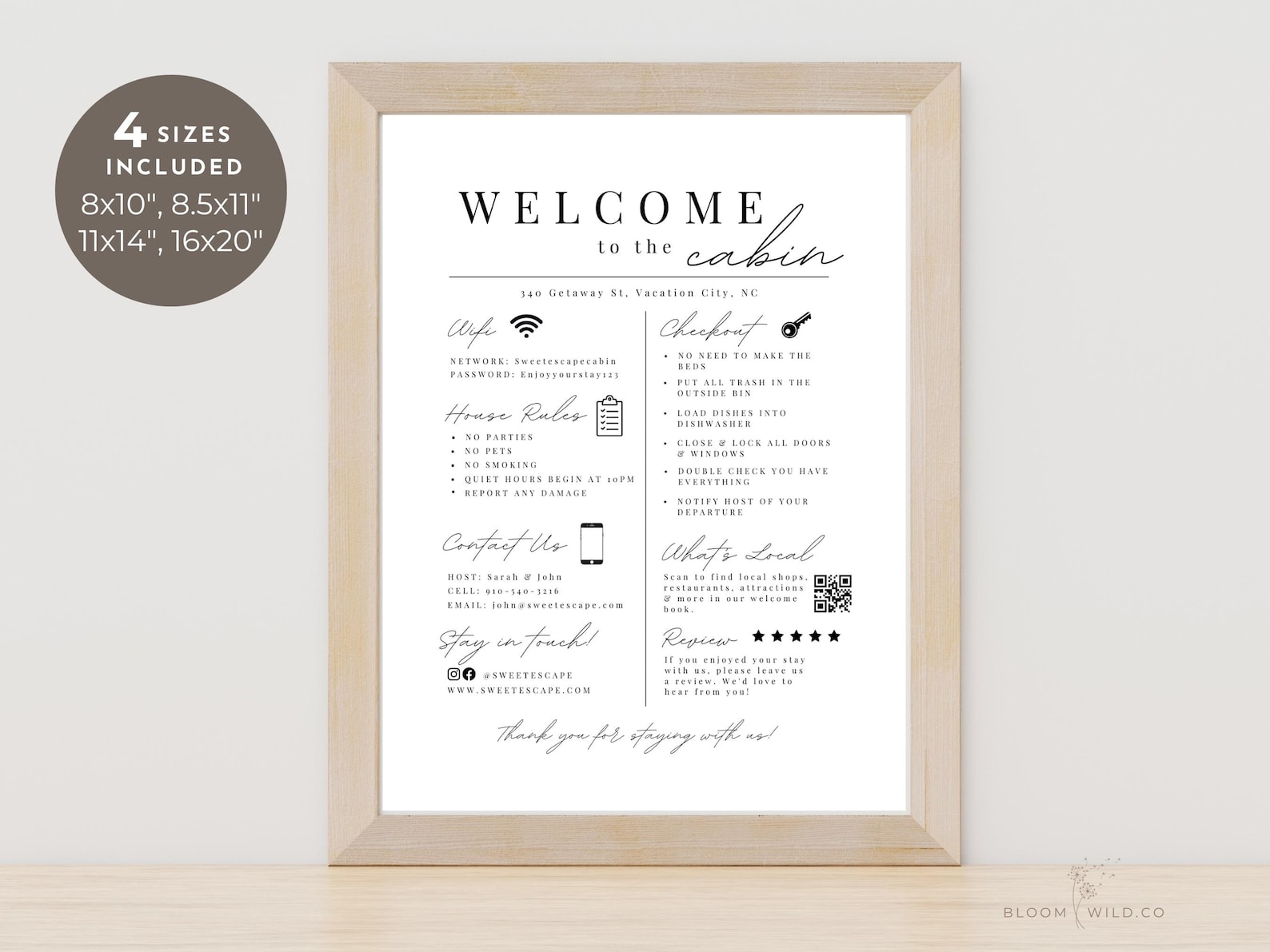 Airbnb Welcome Sign for Cabin, Airbnb Cabin Template, Mountain Airbnb ...