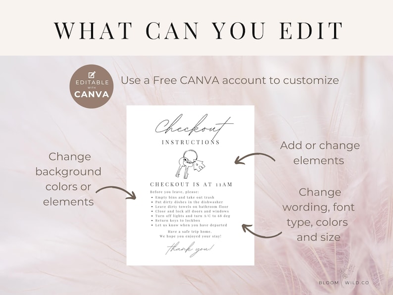 Airbnb Check Out List, Airbnb Check Out Instructions Sign Canva ...