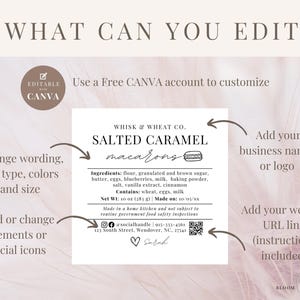 Macaron Bakery Label Template, Macarons Ingredients List, Cottage Food ...