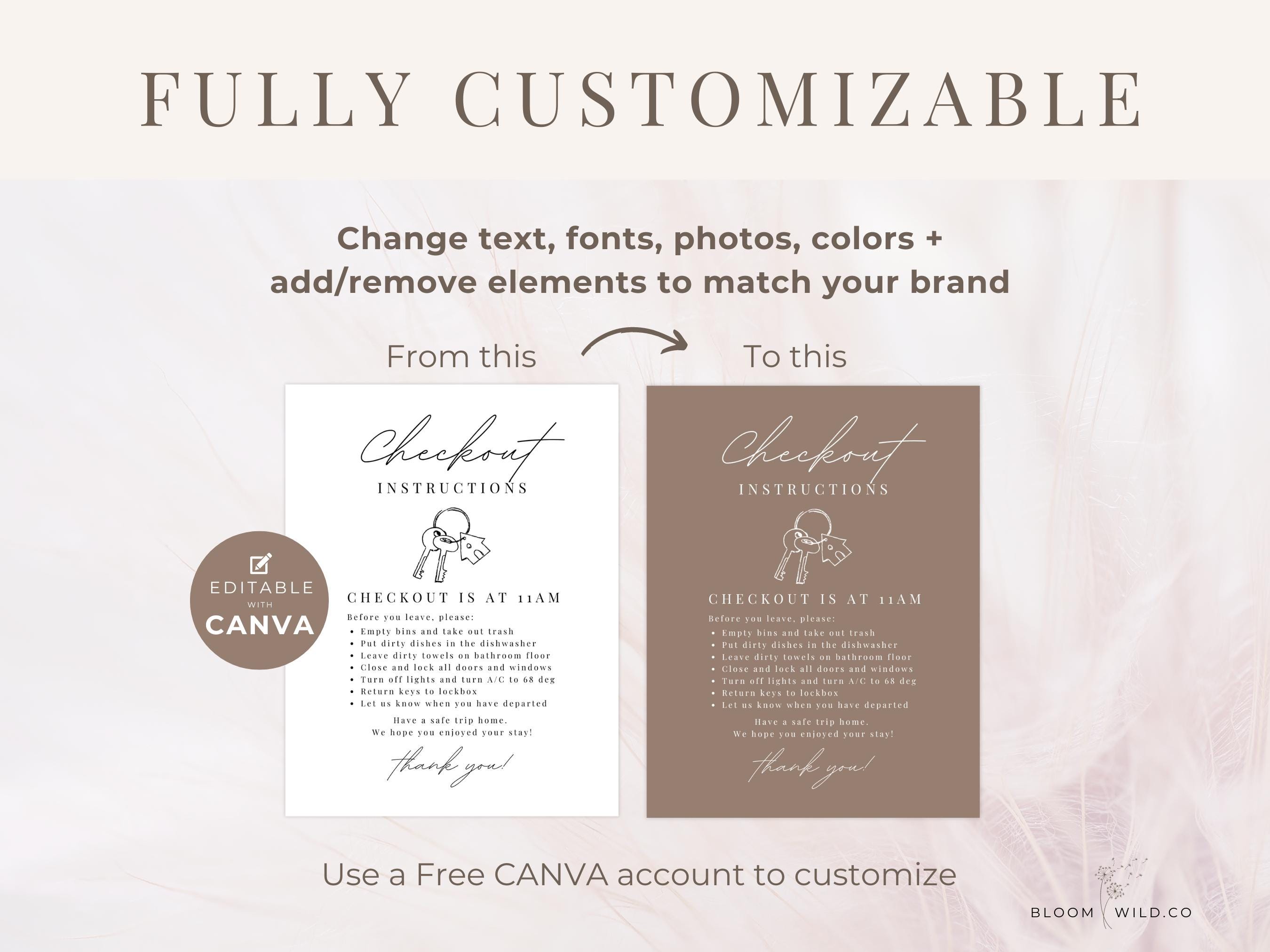 Airbnb Check Out List, Airbnb Check Out Instructions Sign Canva ...