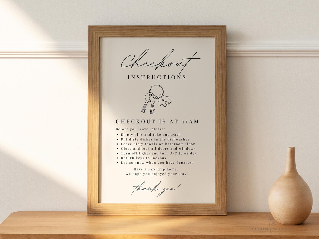 Airbnb Check Out List, Airbnb Check Out Instructions Sign Canva ...