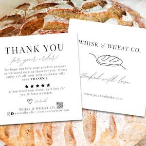 Thank You Card for Sourdough Bakery, Micro Bakery Business Thank You ...