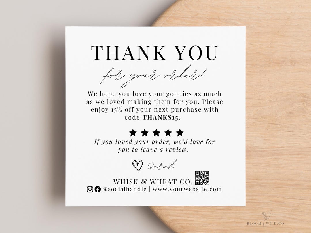 Thank You Card for Sourdough Bakery, Micro Bakery Business Thank You ...