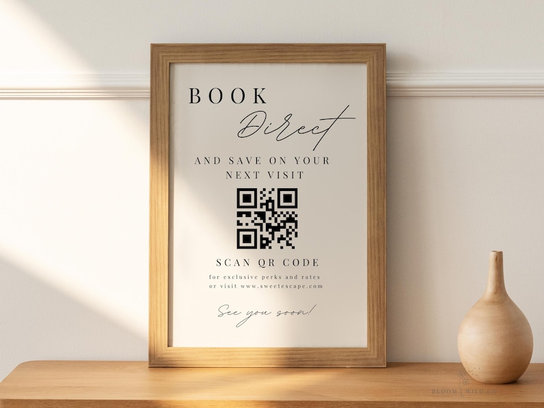 Airbnb Book Direct Sign, Visit Us Again Poster, Editable Canva Template ...