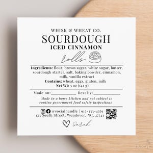 Sourdough Cinnamon Roll Labels, Cottage Law Label Sourdough Cinnamon ...