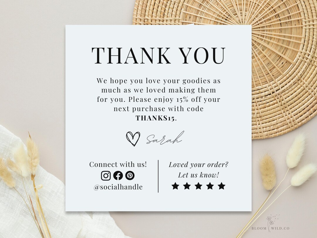Micro Bakery Thank You Card, Sourdough Bakery Business Thank You Note ...