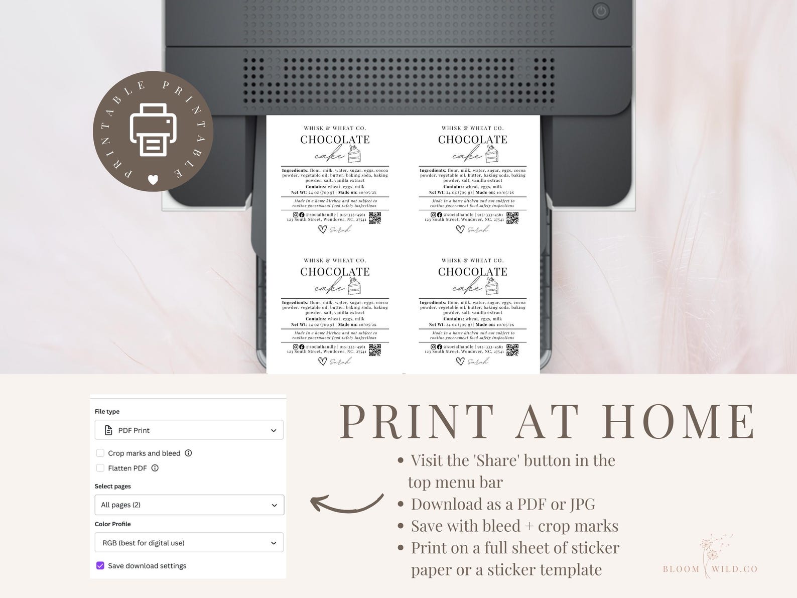 Cottage Law Label Cake, Cake Labels Ingredients, Food Label Desserts ...