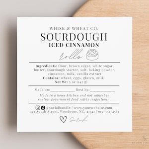 Sourdough Cinnamon Roll Labels, Cottage Law Label Sourdough Cinnamon ...