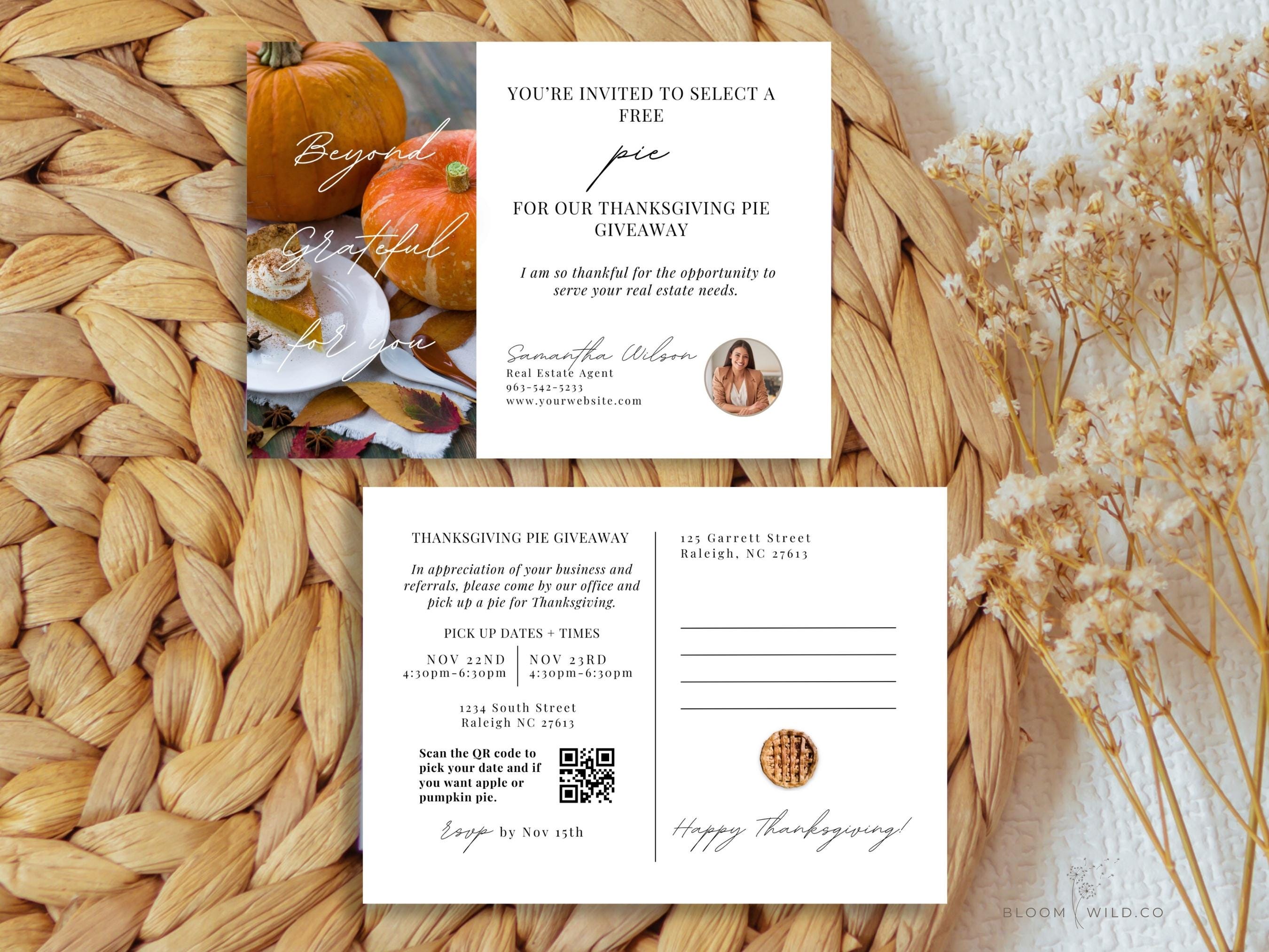 Real Estate Thanksgiving Postcards, Thanksgiving Pie Giveaway, Client ...