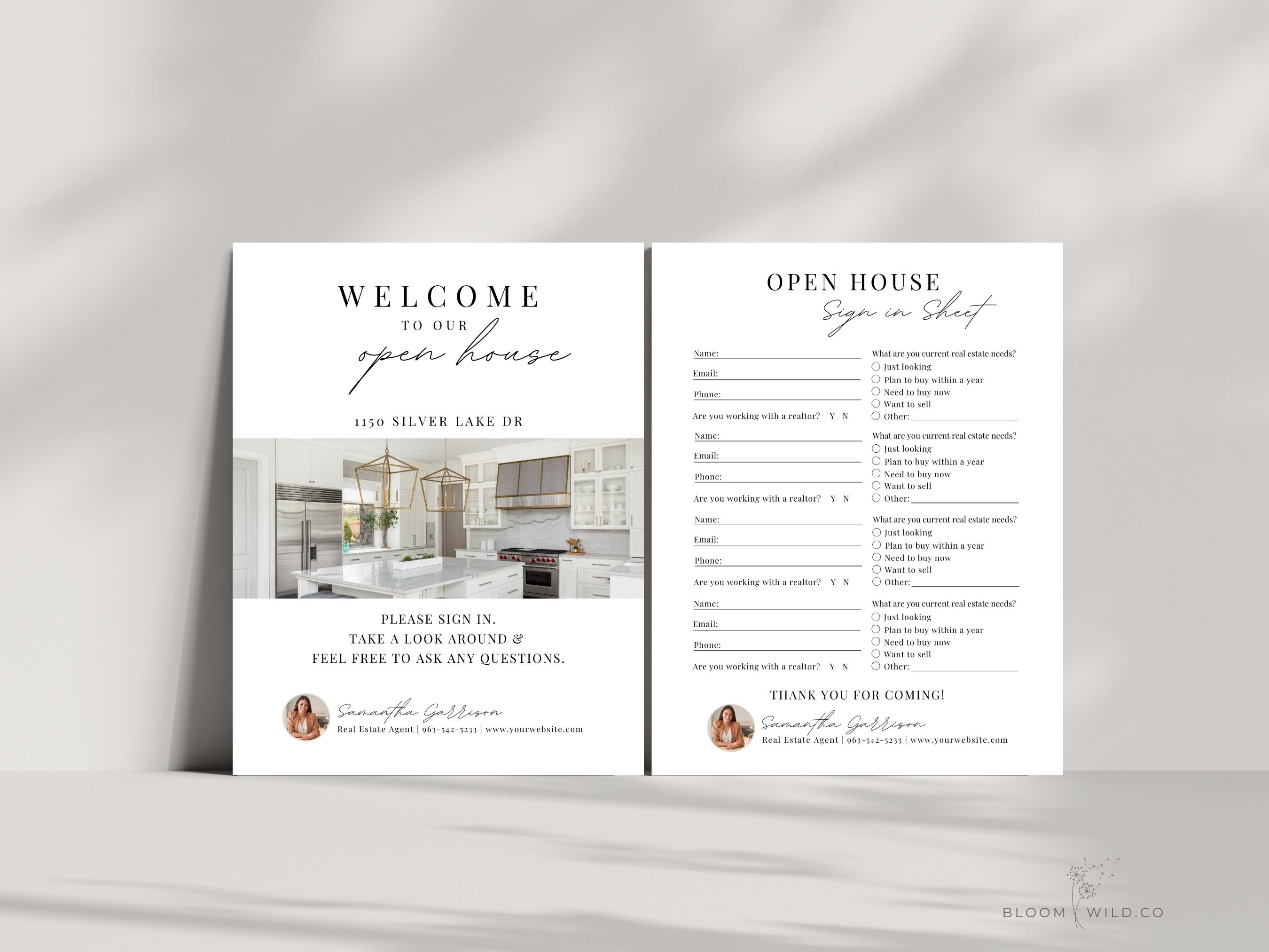 Open House Sign in Sheet Editable, Welcome to Our Open House Sign, Open ...