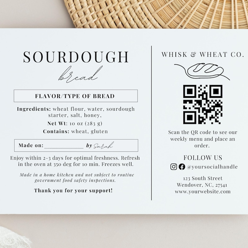 Bakery Label With Qr Code - Etsy