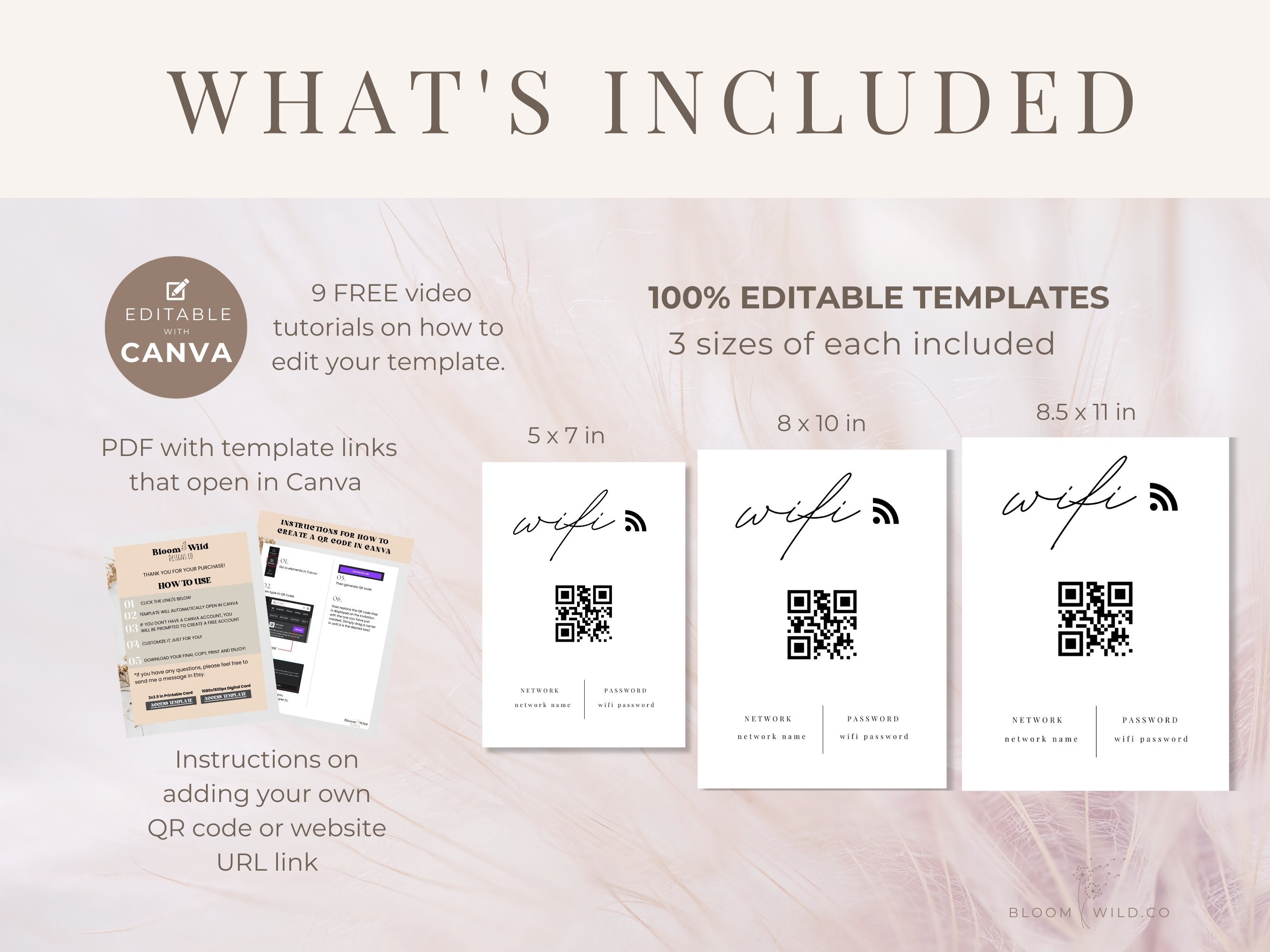 Wifi Qr Code for Airbnb, Wifi QR Code Editable Canva Template, Wifi ...