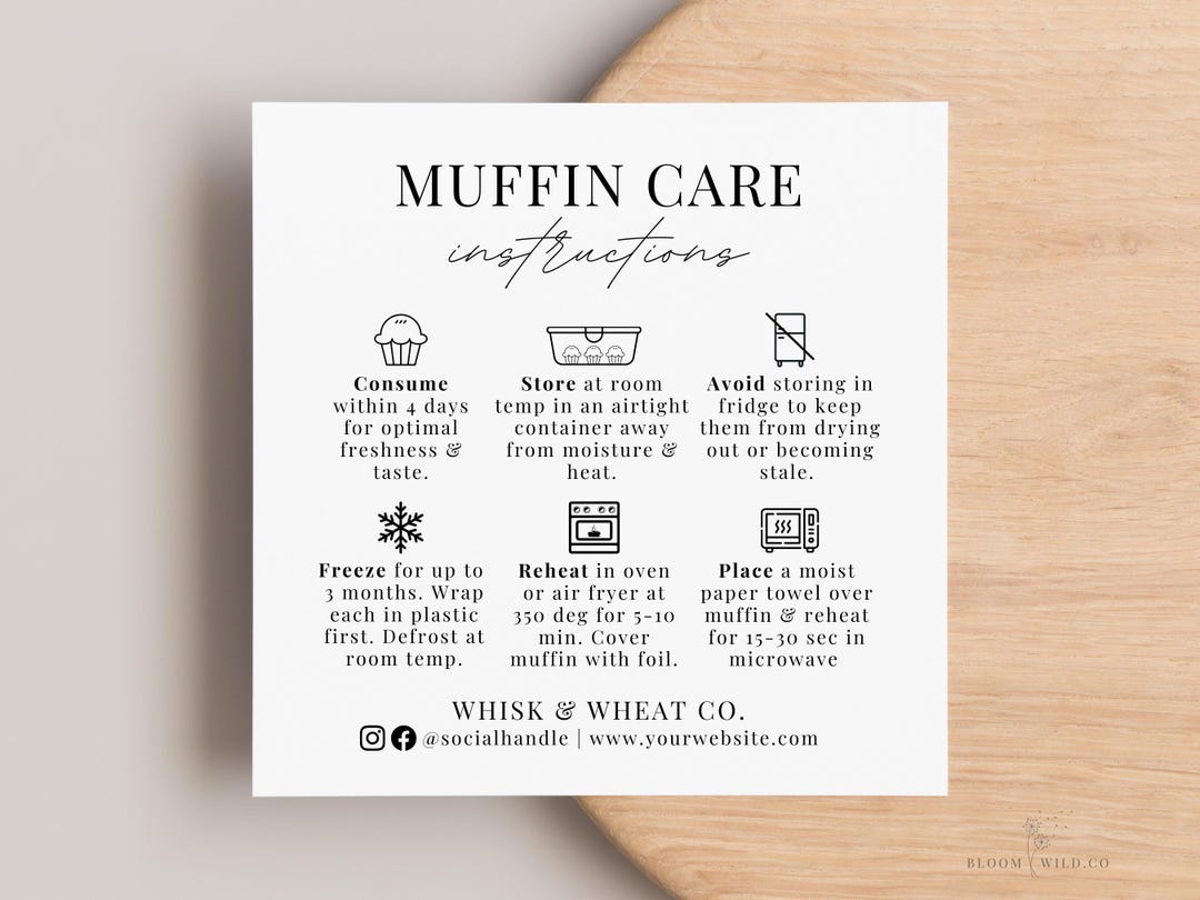 Home Bakery Muffin Care Card, Muffin Care Canva Template, Sweet Treat ...