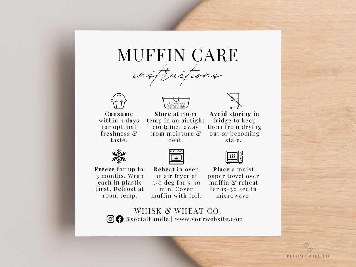 Home Bakery Muffin Care Card, Muffin Care Canva Template, Sweet Treat ...