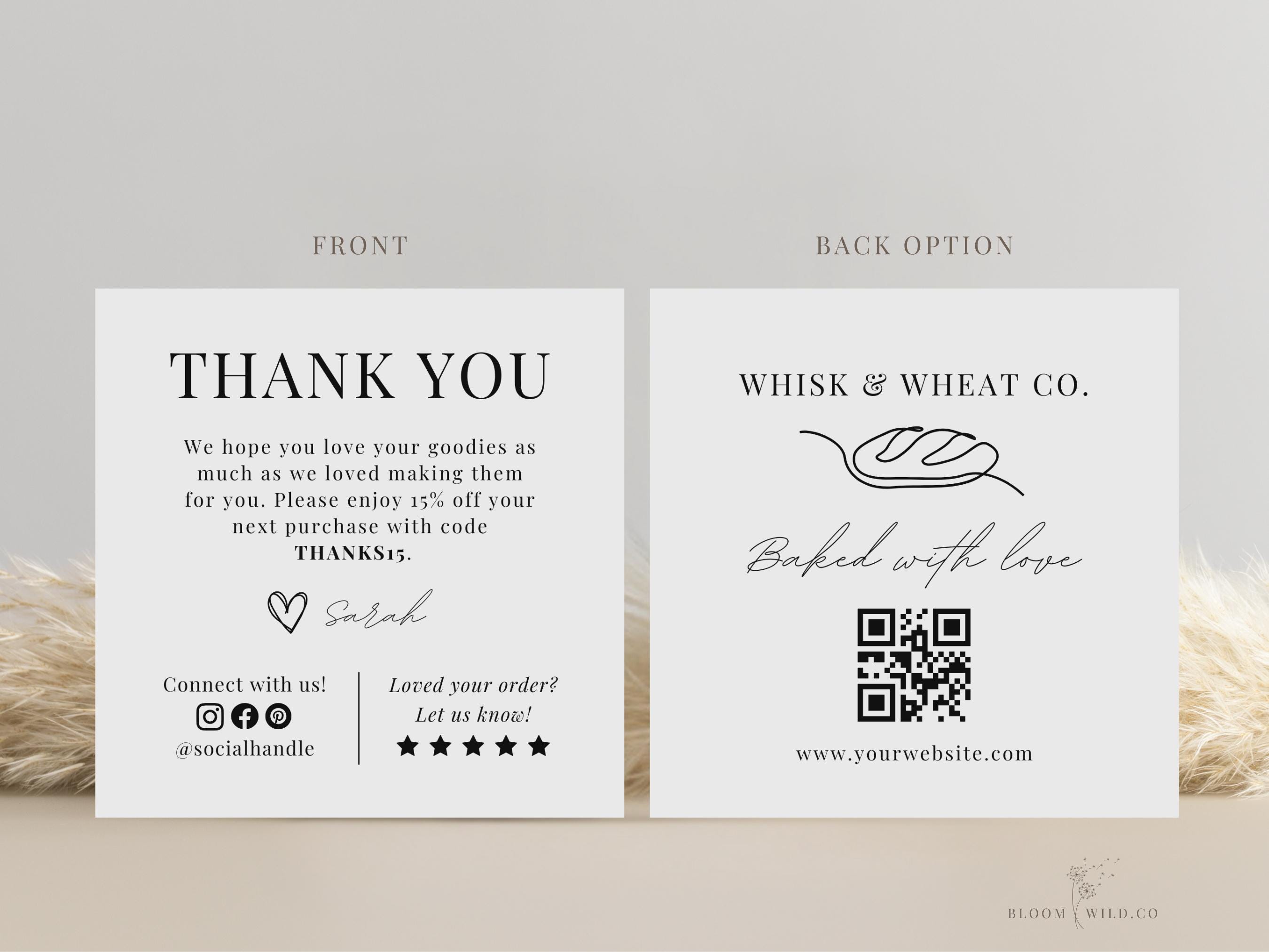 Micro Bakery Thank You Card, Sourdough Bakery Business Thank You Note ...
