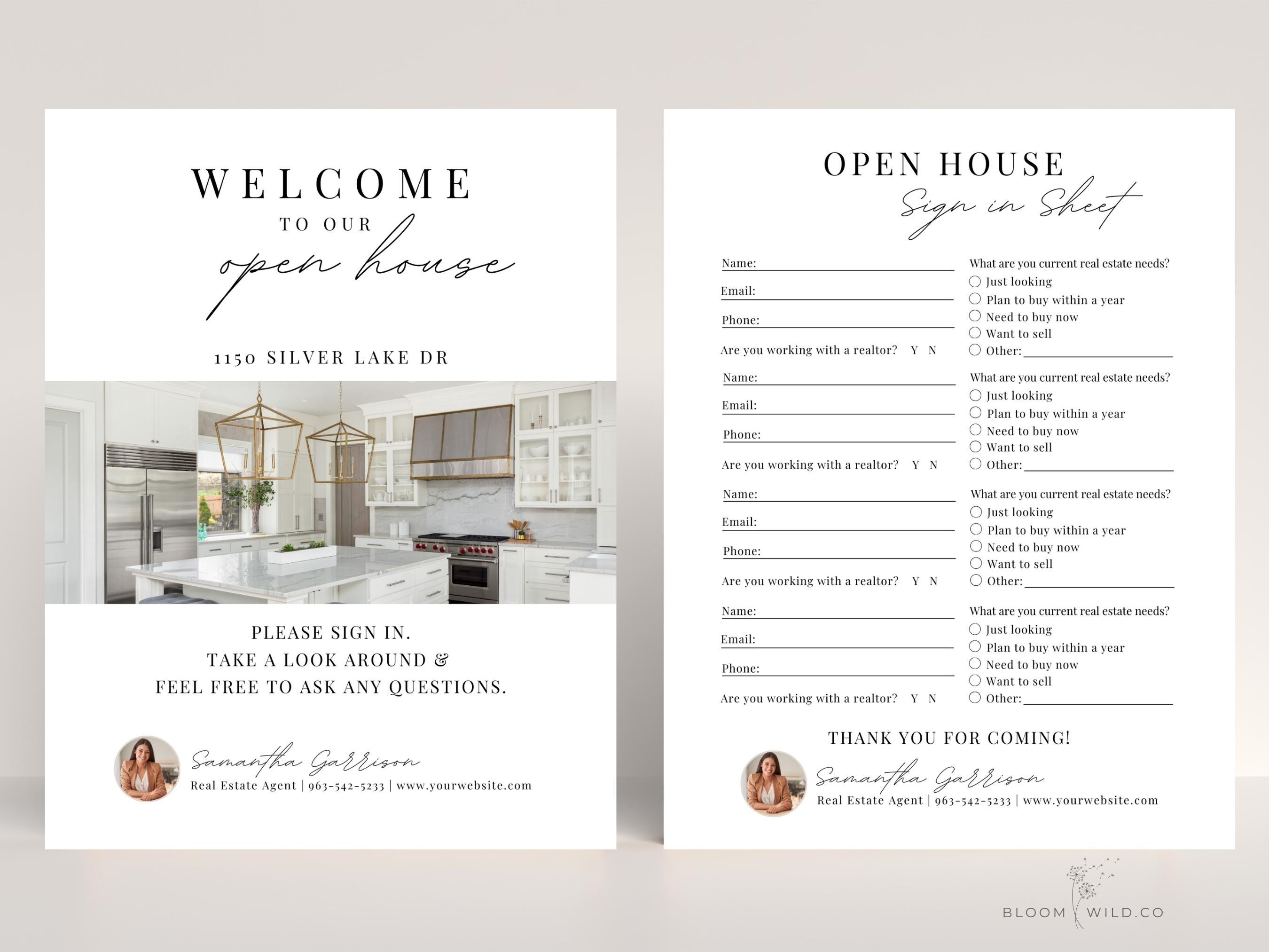 Open House Sign in Sheet Editable, Welcome to Our Open House Sign, Open ...