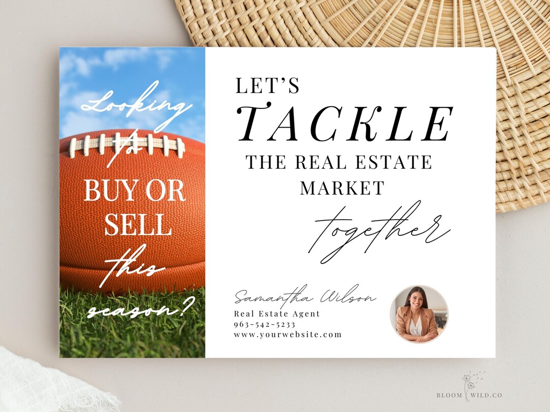 Real Estate Football Postcard, Fall Realtor Farming Post Card Canva ...