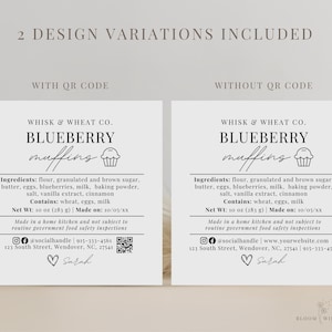Muffins Label for Home Micro Baker, Bakery Ingredient Labels, Cottage ...