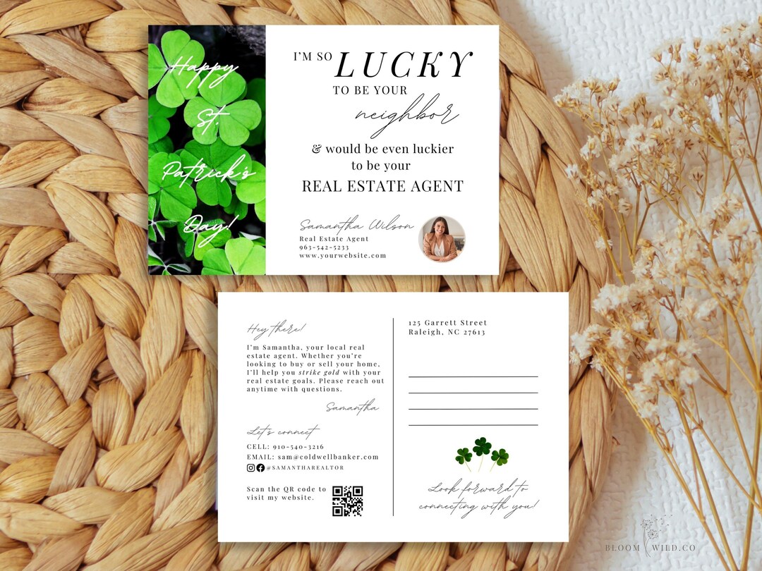 March Real Estate Postcard, St Patricks Day Realtor Farming Template ...