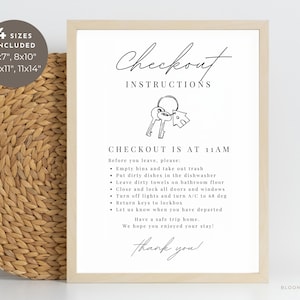 Airbnb Check Out List, Airbnb Check Out Instructions Sign Canva ...
