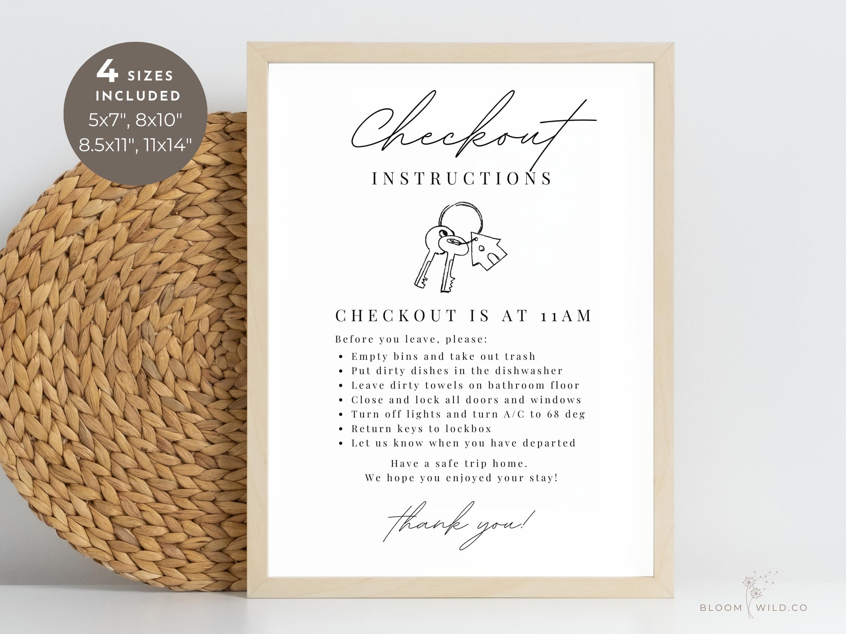 Airbnb Check Out List, Airbnb Check Out Instructions Sign Canva ...