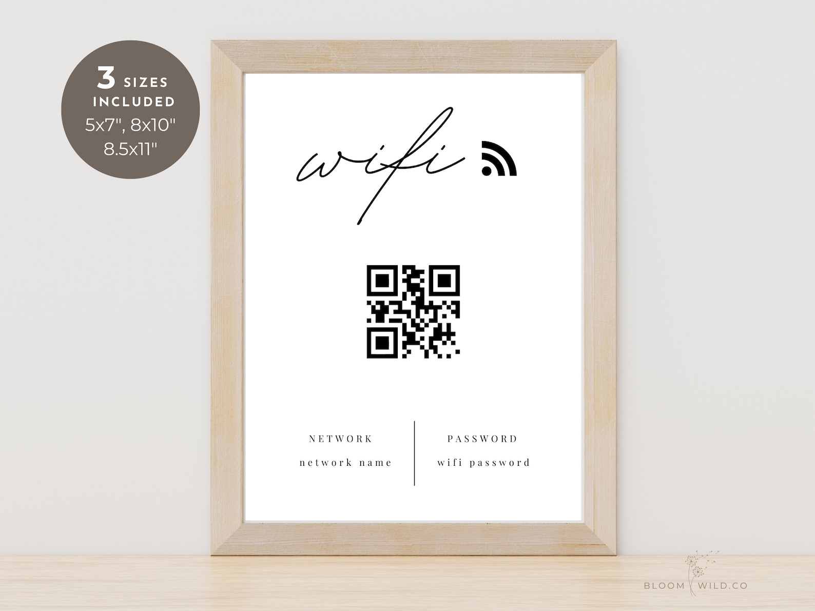 Wifi Qr Code for Airbnb, Wifi QR Code Editable Canva Template, Wifi ...