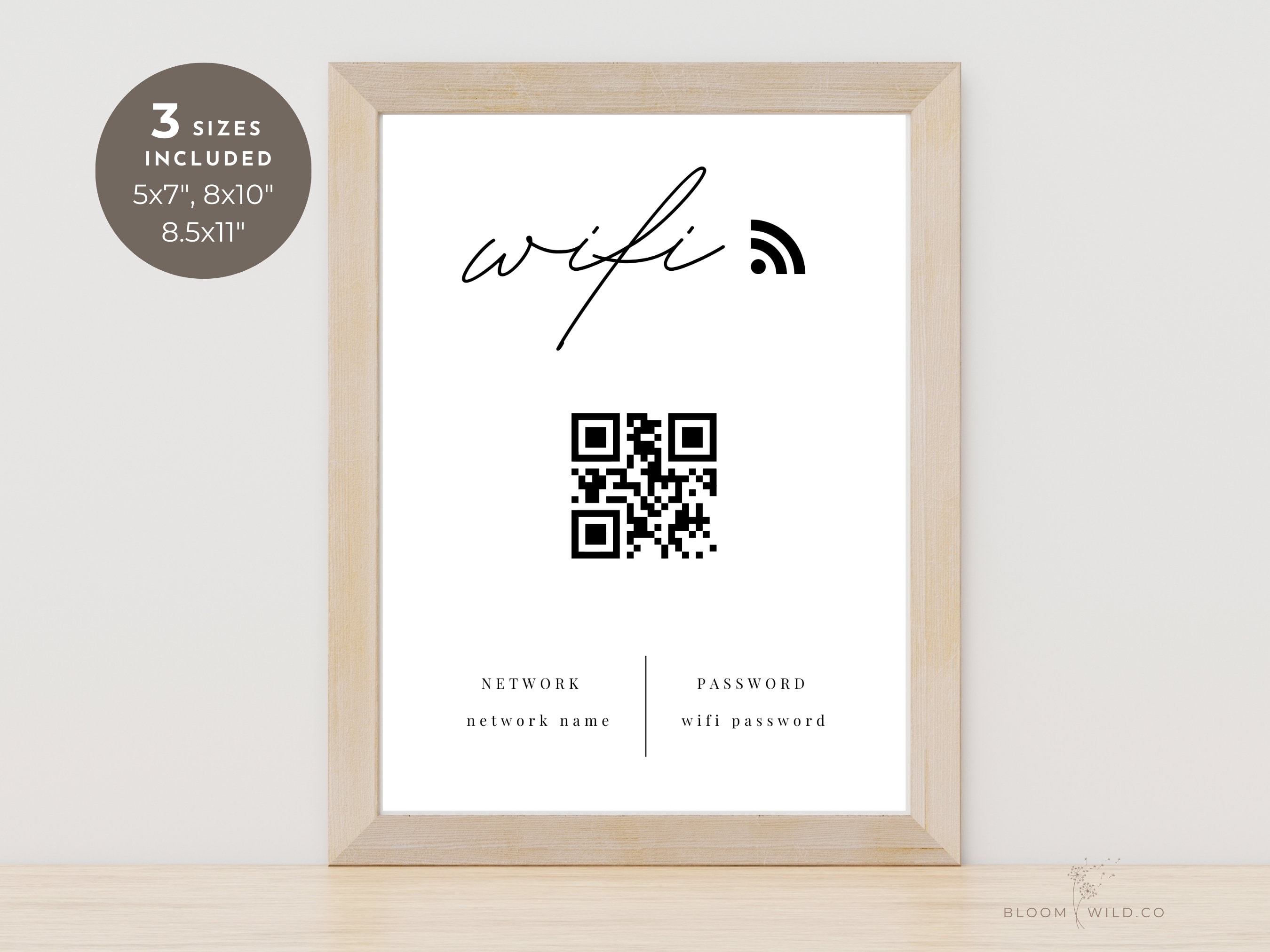 Wifi Qr Code for Airbnb, Wifi QR Code Editable Canva Template, Wifi ...