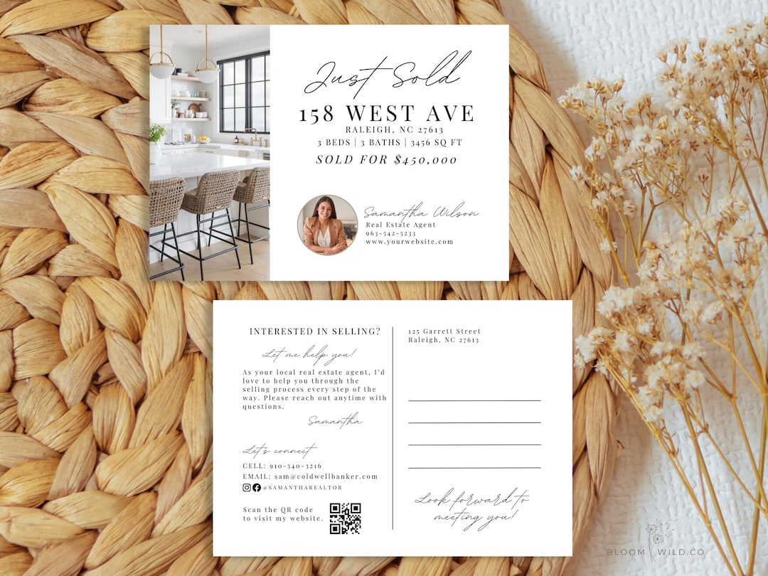 Just Sold Realtor Postcard, Real Estate Agent Farming Post Card ...
