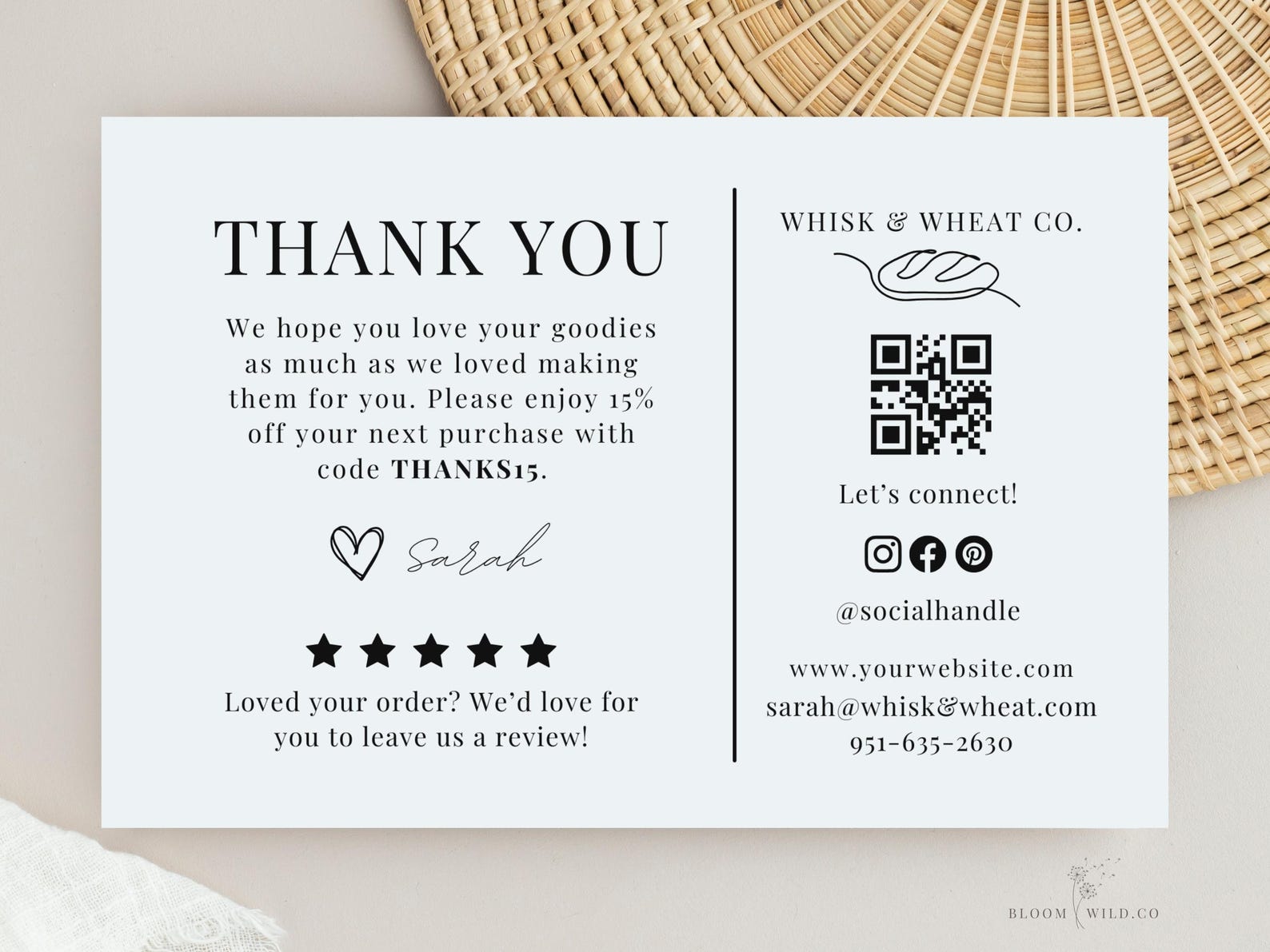 Sourdough Bakery Thank You Card, Micro Bakery Business Thank You Note ...