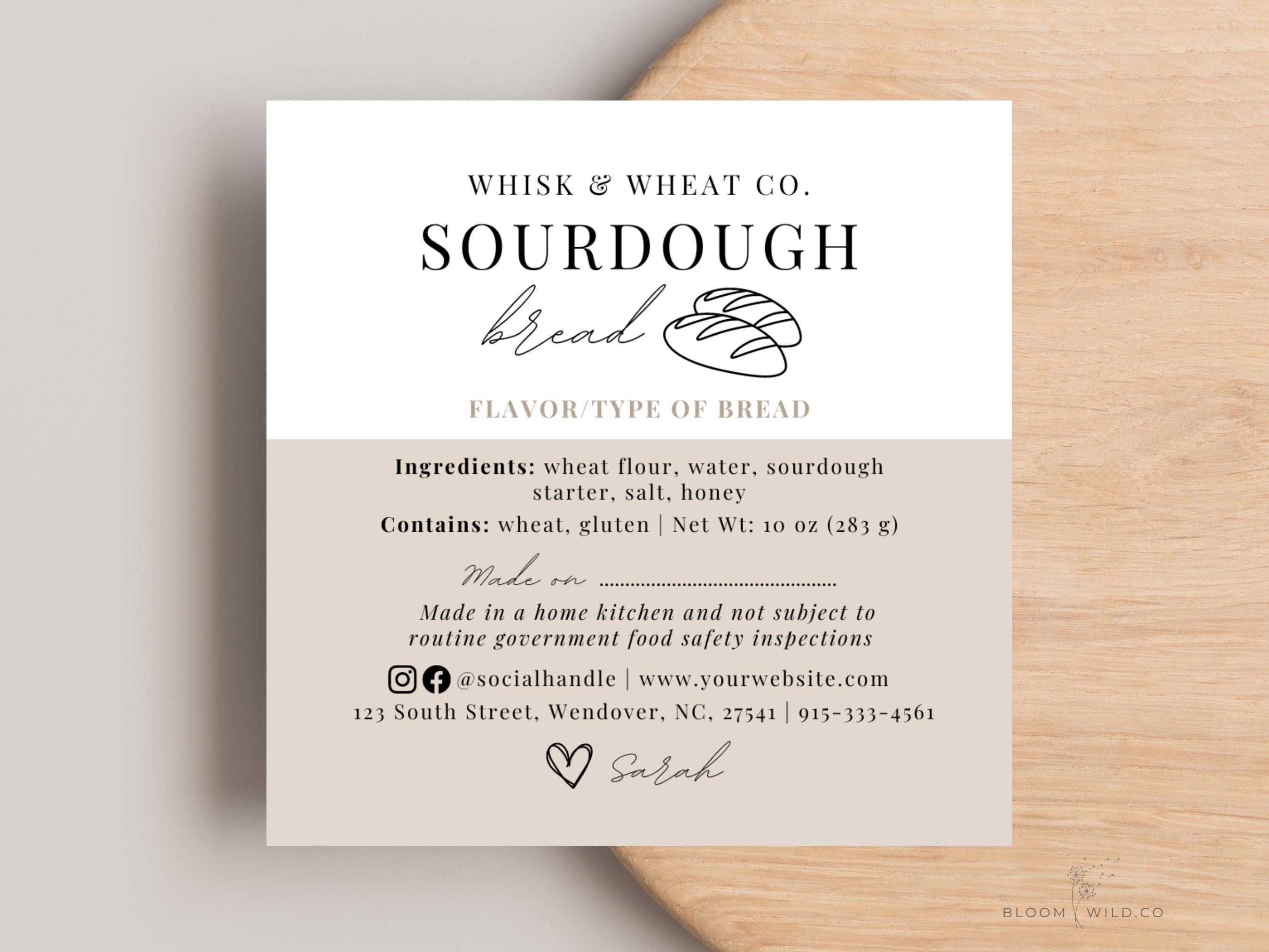 Sourdough Bakery Label, Cottage Law Bakery Labels, Sourdough Bread ...