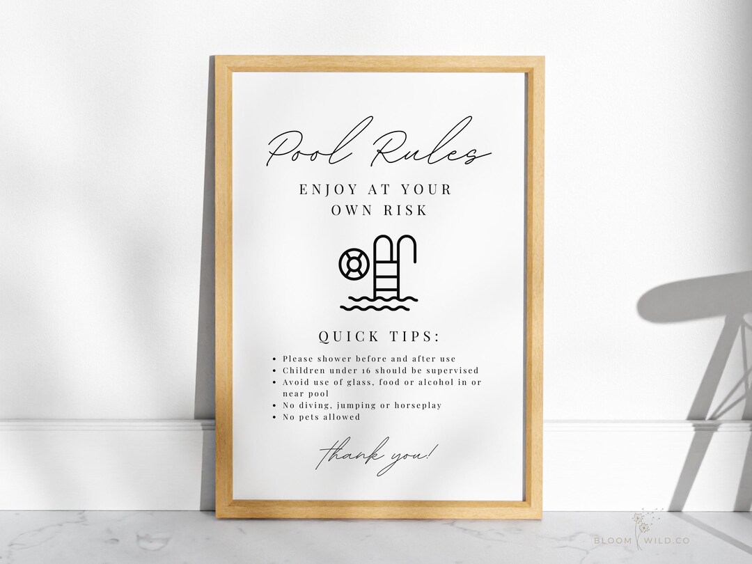Airbnb Pool Rules Sign, Editable Airbnb Pool Rules Template Canva, Air ...