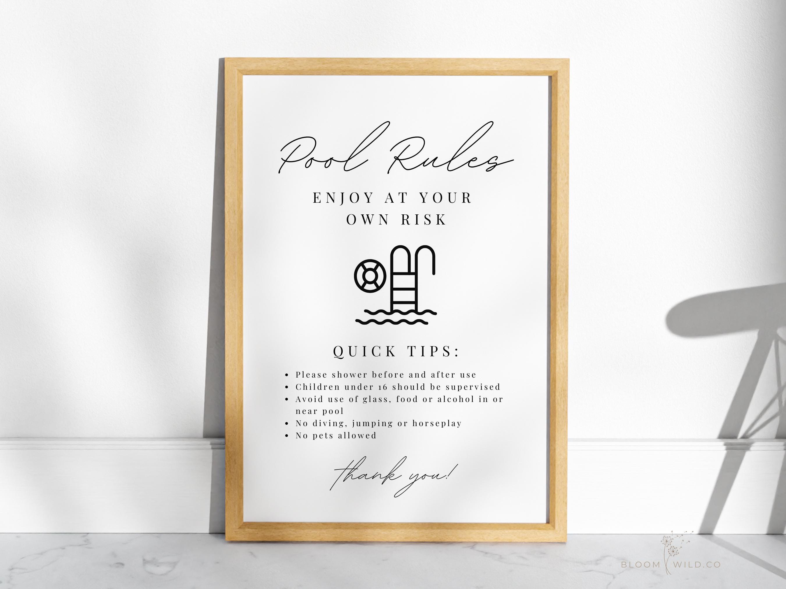 Airbnb Pool Rules Sign, Editable Airbnb Pool Rules Template Canva, Air ...