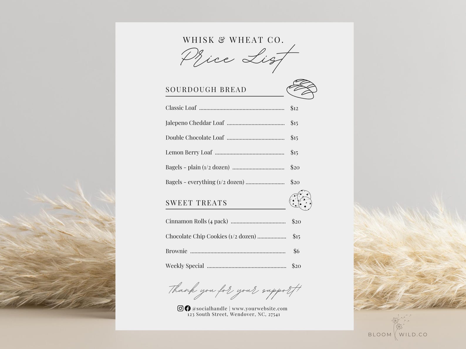 Sourdough Bakery Menu, Sourdough Price List, Bakery Menu Template Canva ...