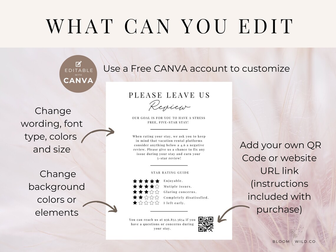 Airbnb Star Rating, Google Review Canva Template, Air Bnb Review Sign ...