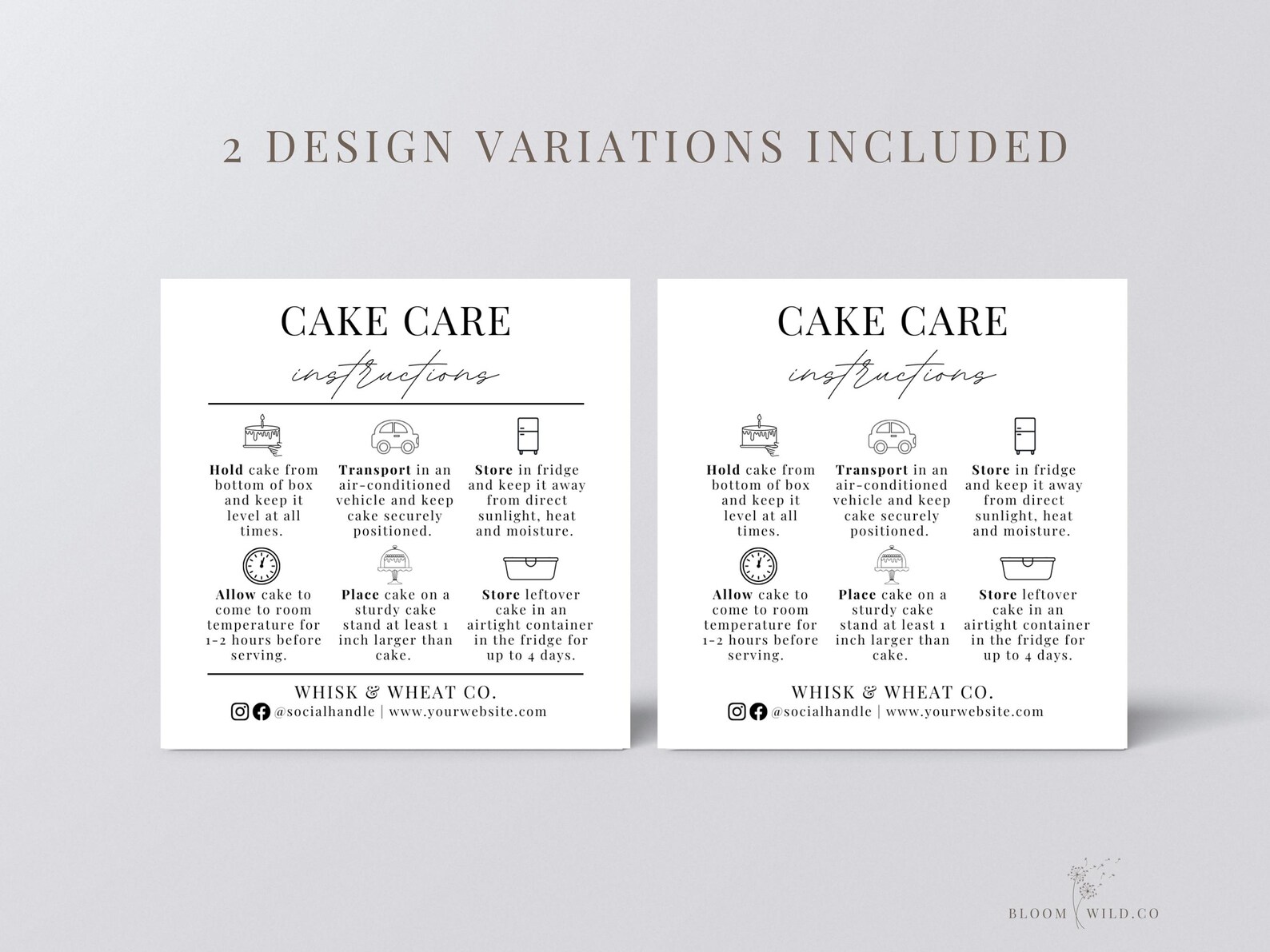 Cake Care Label Canva Template, Cake Care Instructions Card, Home ...