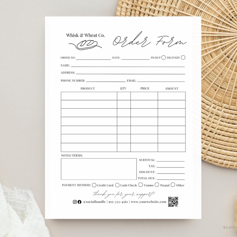 Bakery Order Form - Etsy
